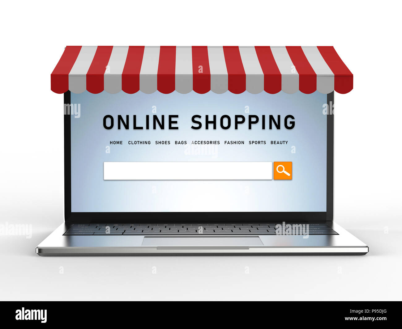 3d rendering computer notebook display interface for online shopping ...