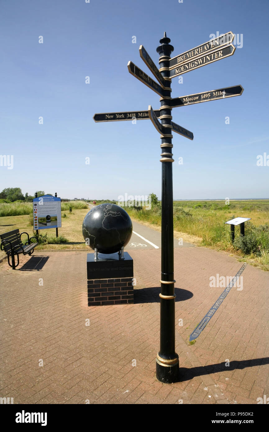 Meridian Point at the line of the Greenwich Meridian zero longitude ...