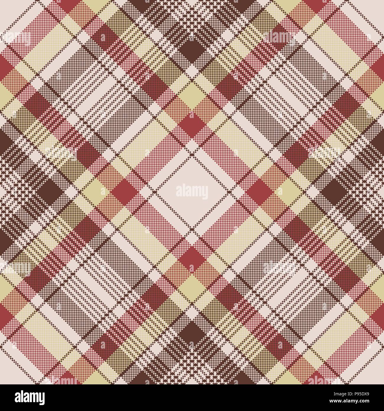 Brown plaid pixel fabric texture seamless pattern. Vector illustration ...