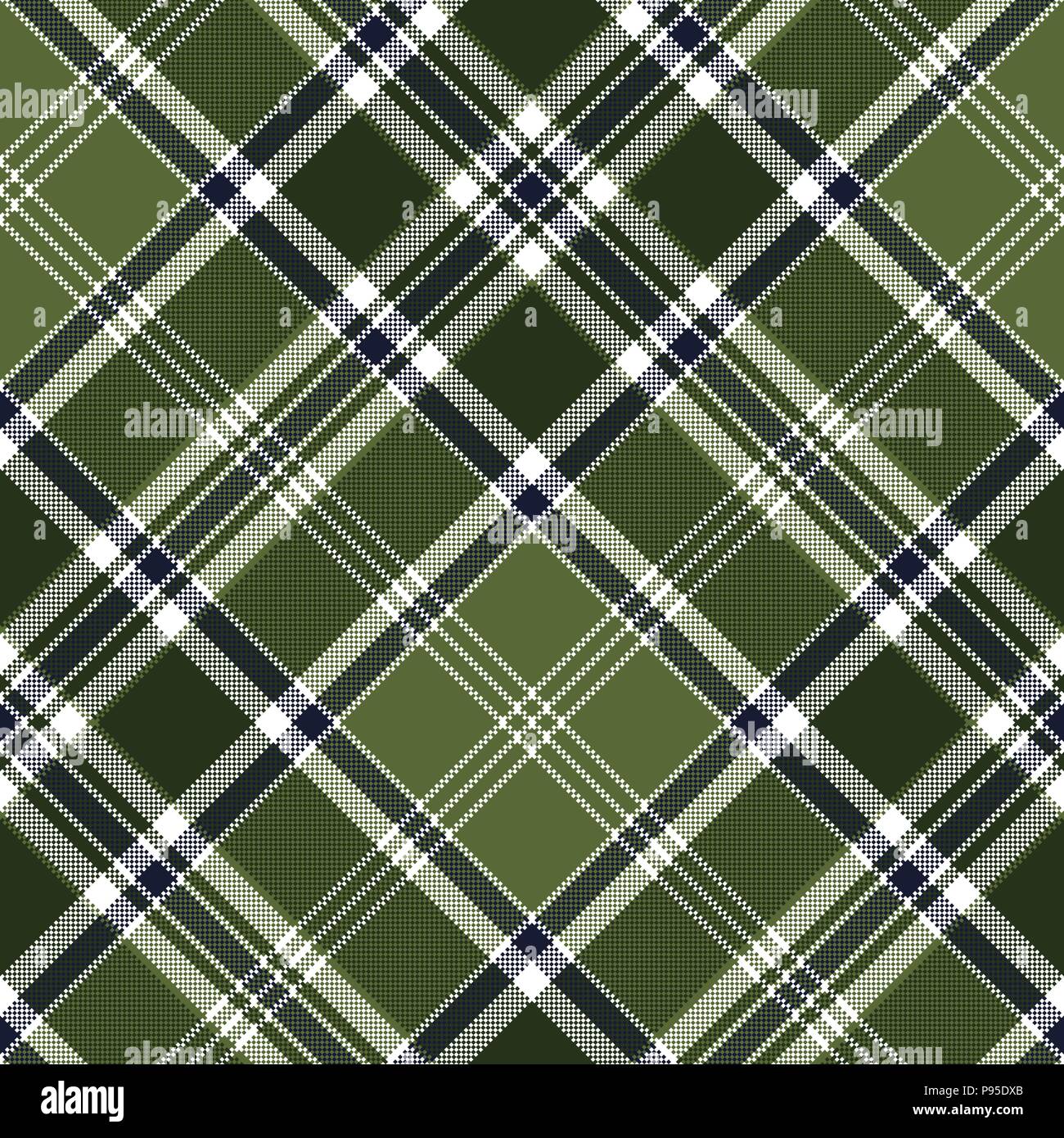 Green checkered plaid seamless fabric texture. Vector illustration ...