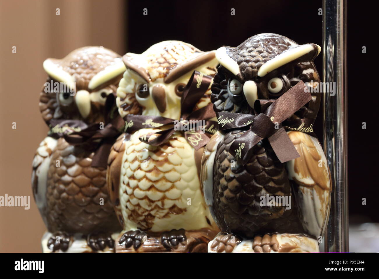 Chocolate Owl Trio Stock Photo - Alamy