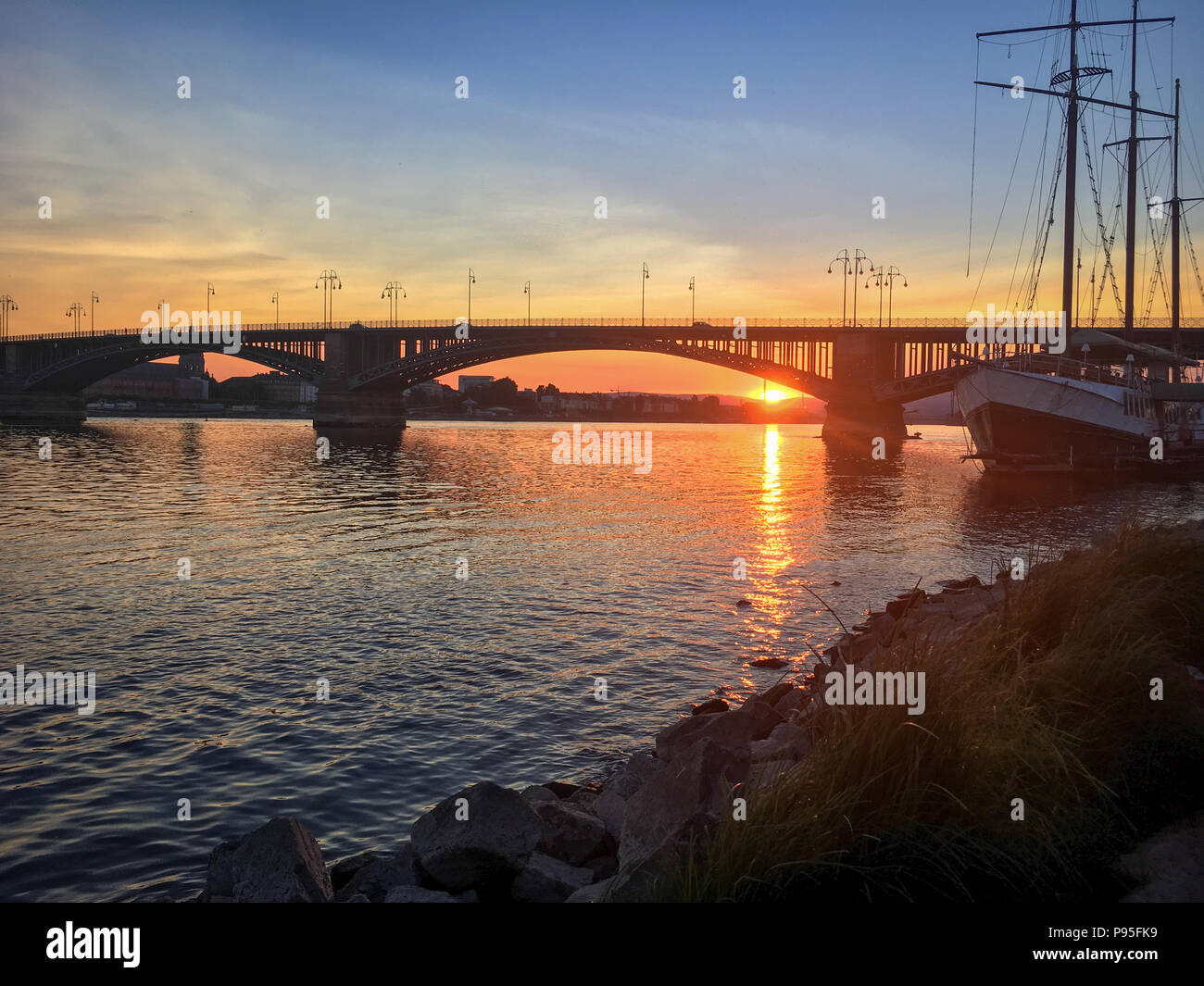 The Rheinstrand, a beach at river Rhine in the district of Kastel in ...