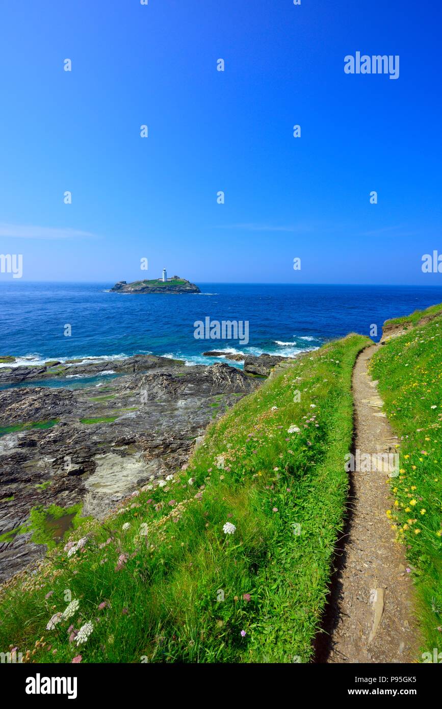 South west coastal path,Godrevy head,Gwithian,Godrevy heritage coast ...