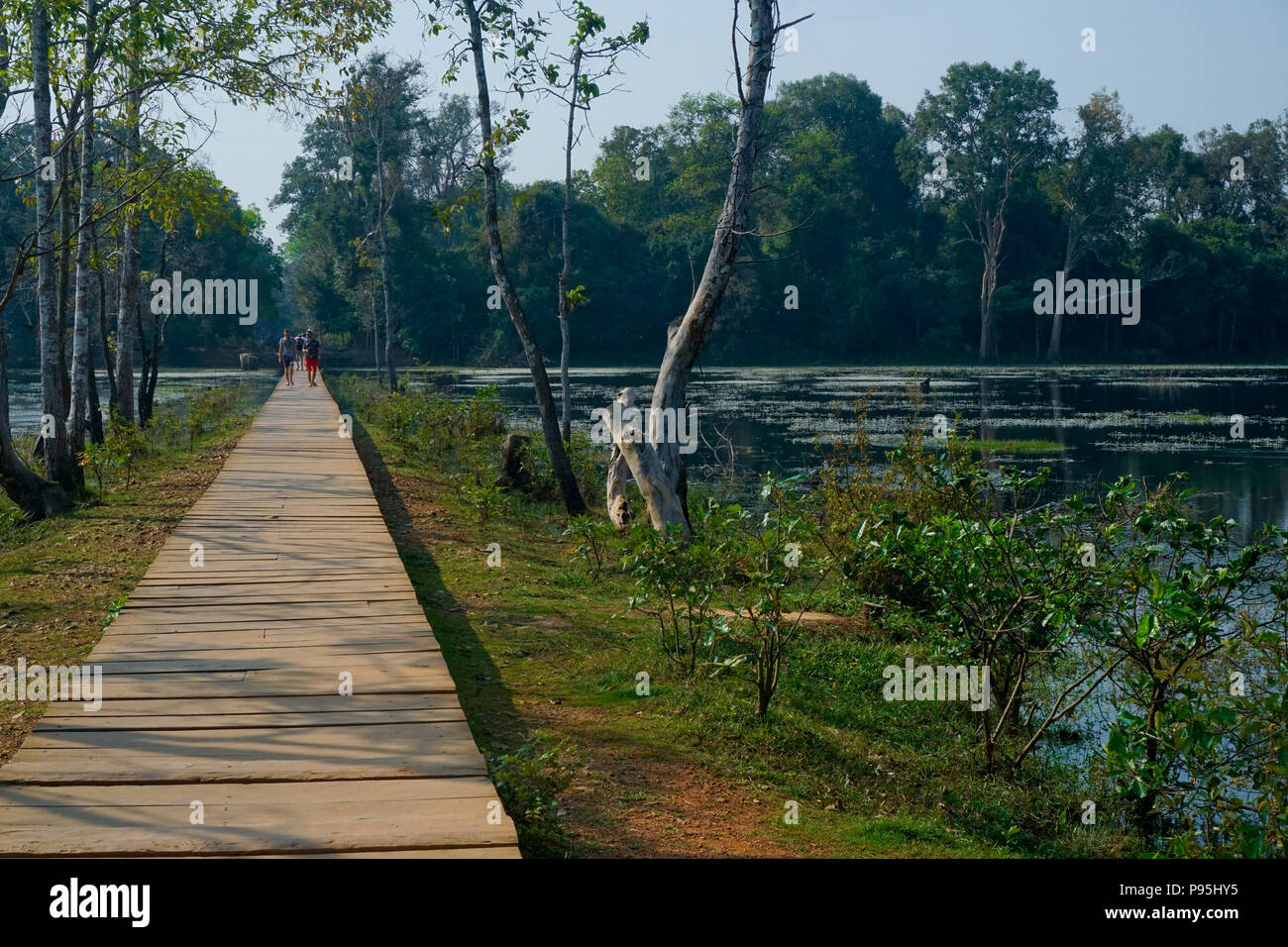 Neak Pean (or Neak Poan). Flooded lake around the Temple Ruins of Neak ...