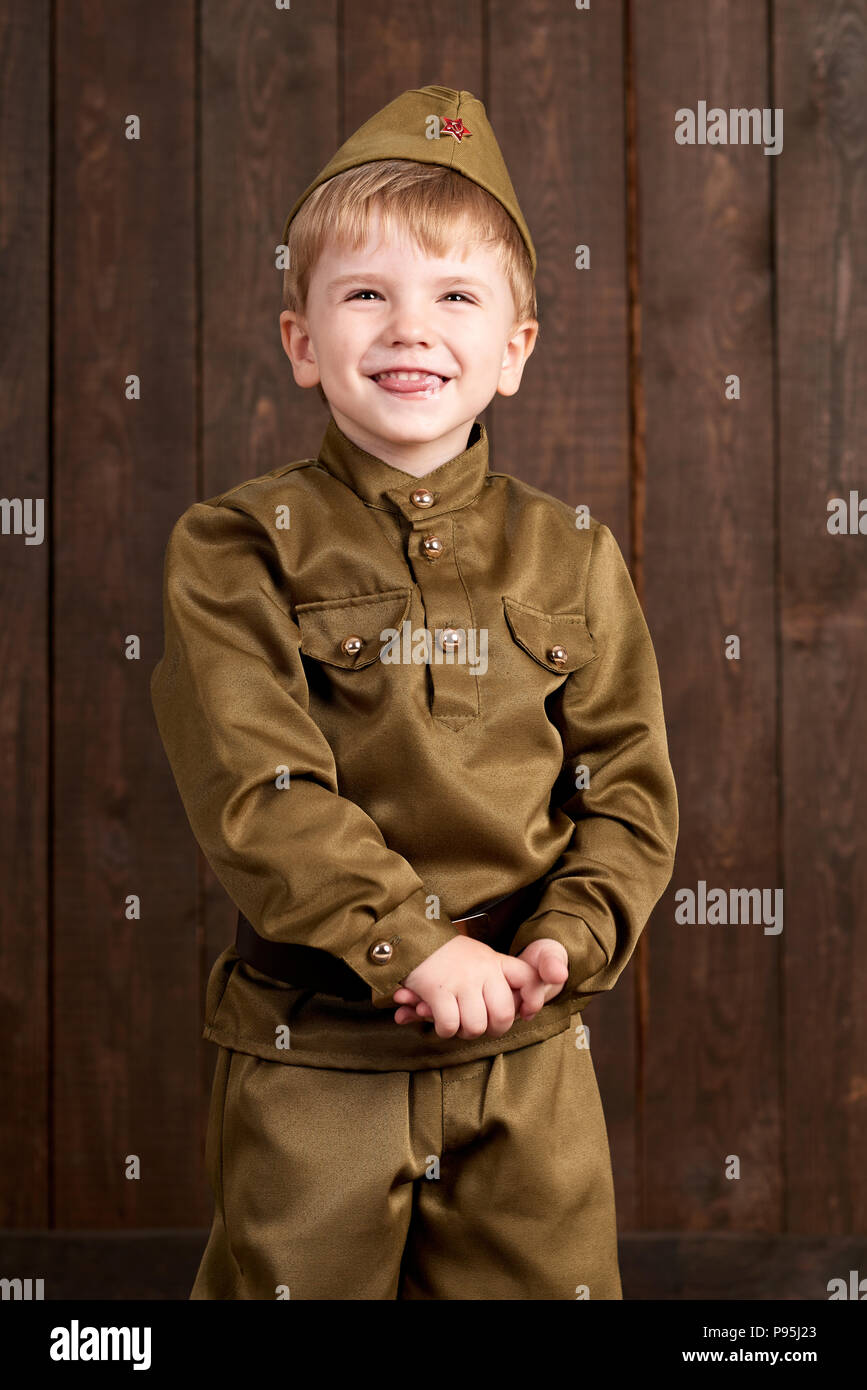 children are dressed as soldier in retro military uniforms Stock Photo ...