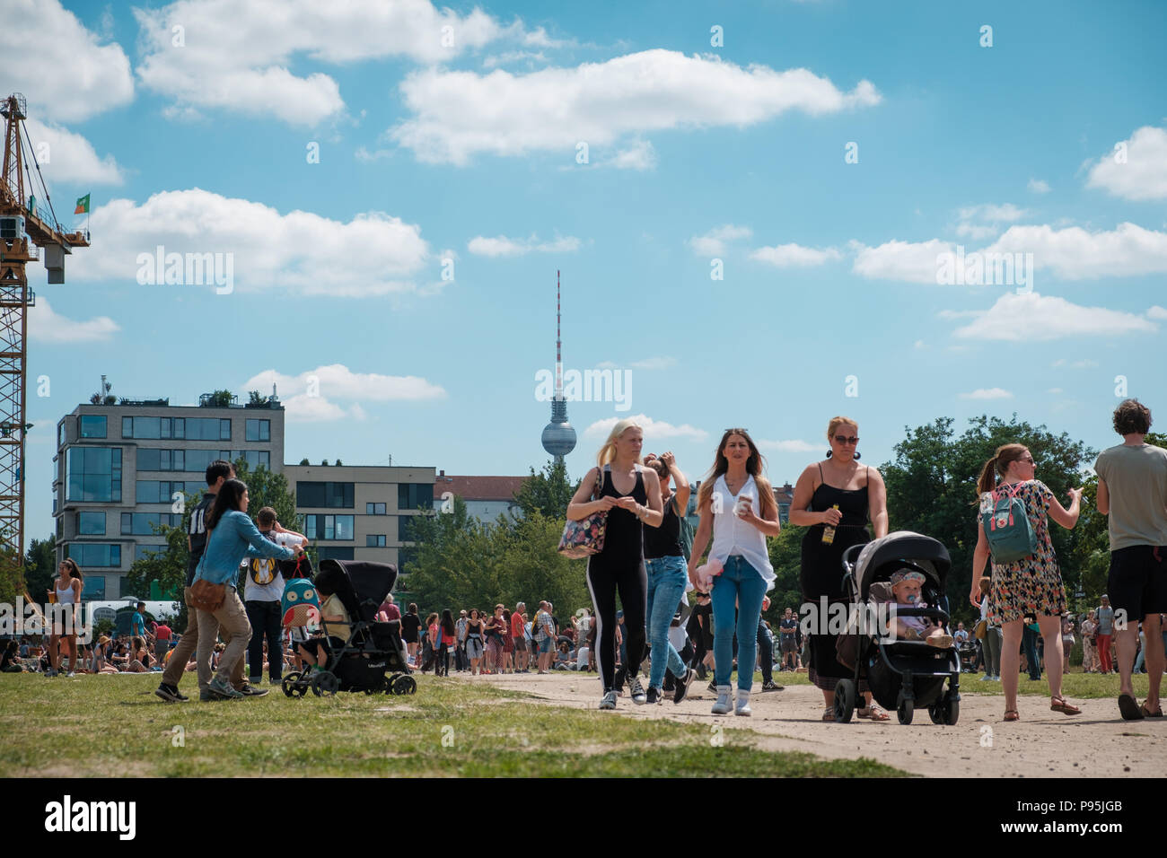 Berlin, Germany - july 2018: Many people in crowded Park (Mauerpark) on ...