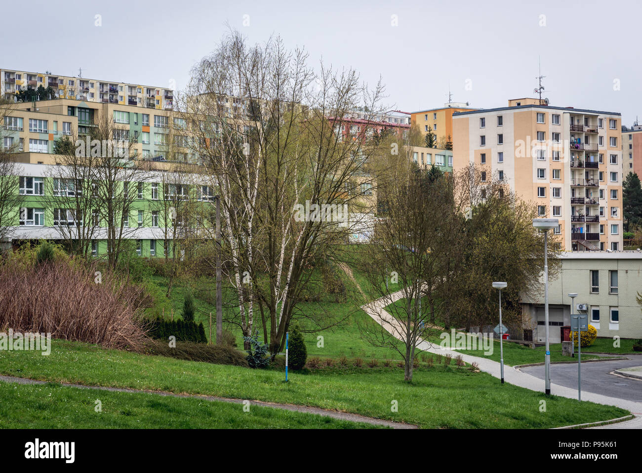 Residential buildings in Vsetin city in Zlin Region, Moravia in Czech ...