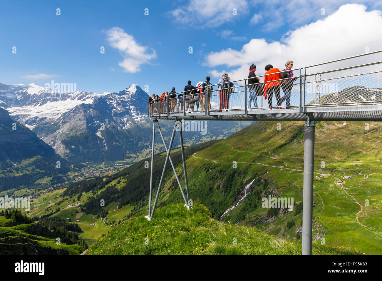 Viewing platform at Grindelwald-First, Jungfrau region of the Bernese ...