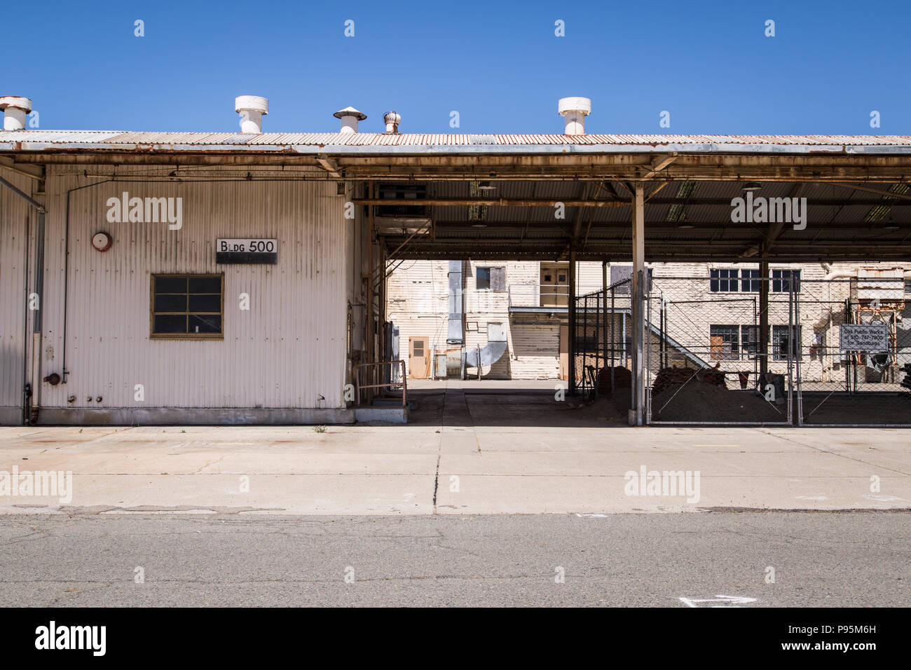 An abandoned industrial building, building 500, on the old Naval Air ...
