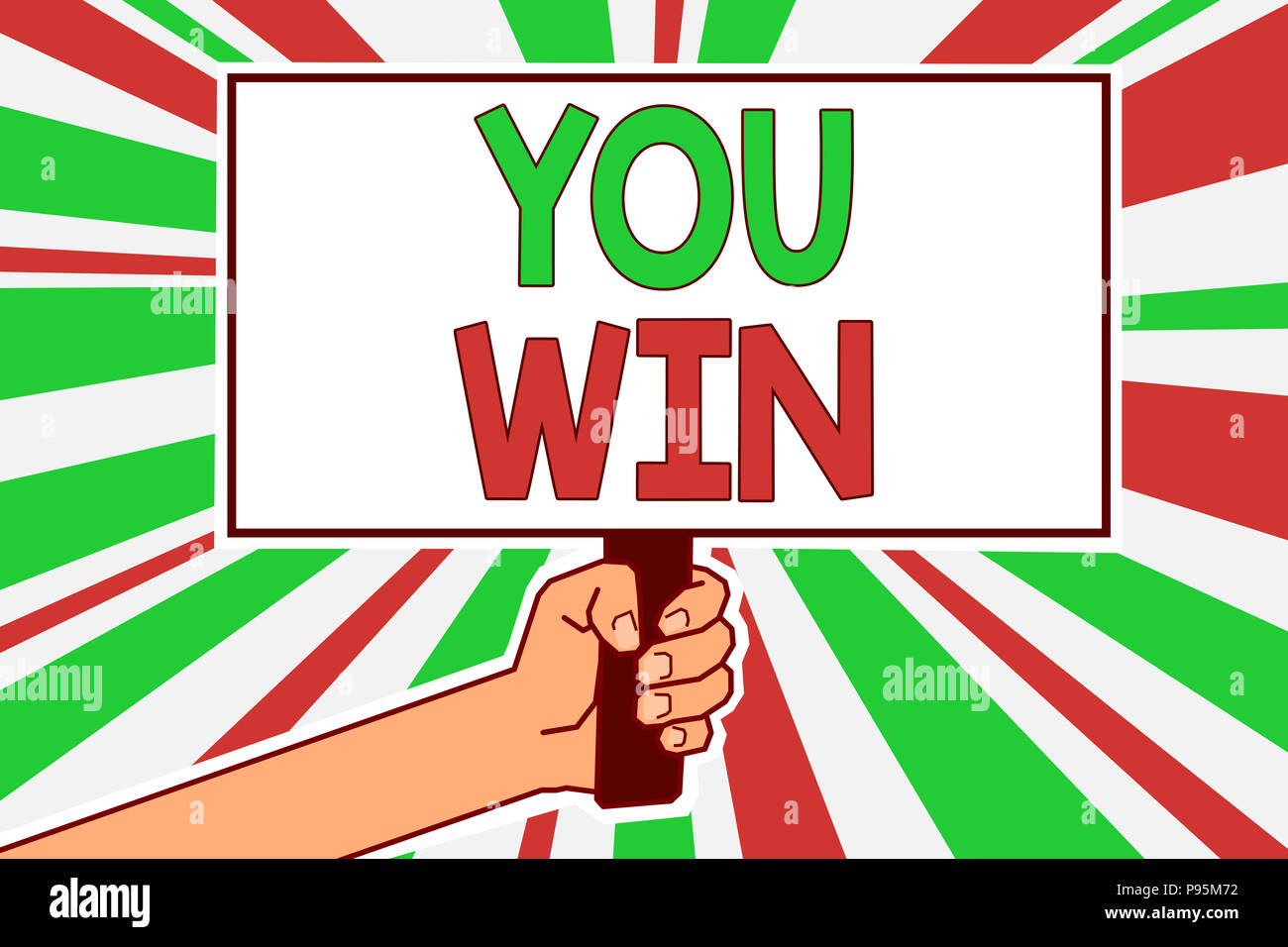 Text sign showing You Win. Conceptual photo be first in school race or ...