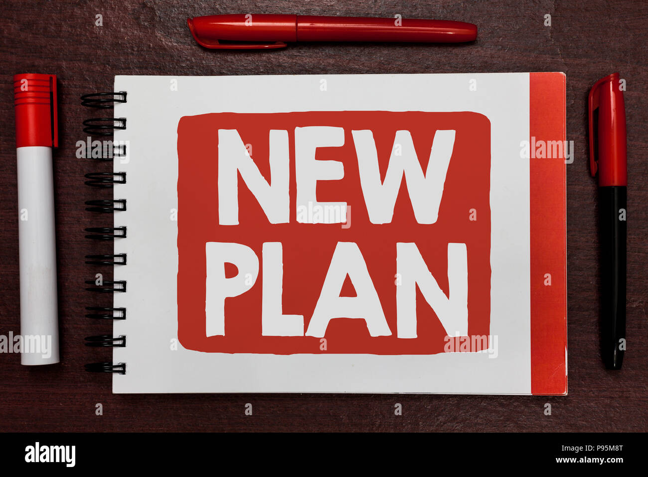 Text sign showing New Plan. Conceptual photo Start of a detailed ...