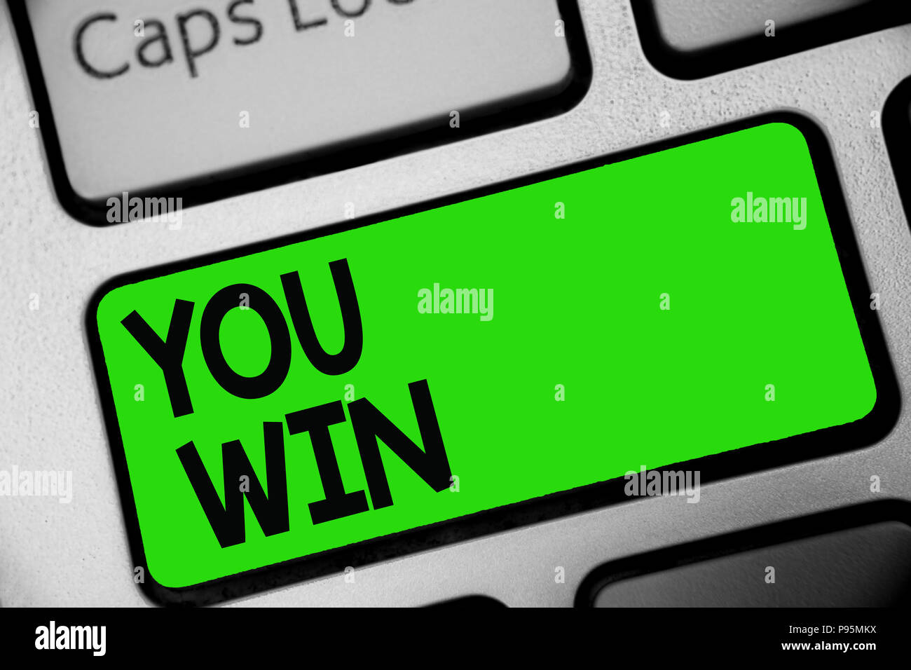 Handwriting text You Win. Concept meaning be first in school race or ...