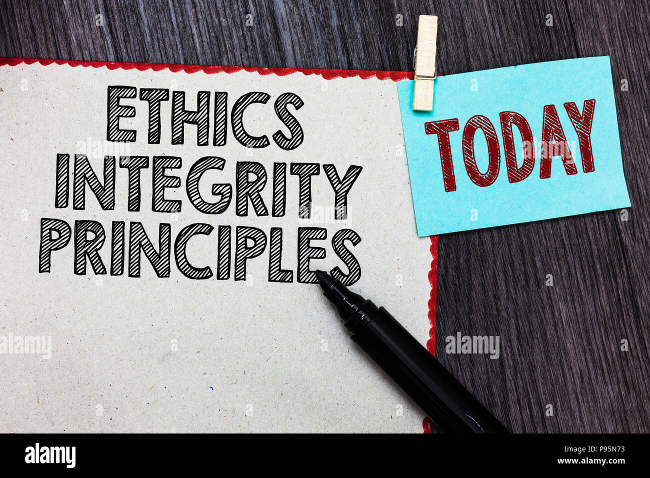 Writing note showing Ethics Integrity Principles. Business photo ...