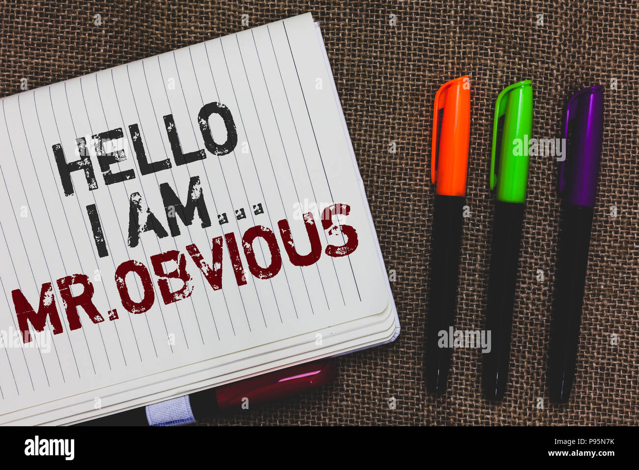 Text sign showing Hello I Am.. Mr.Obvious. Conceptual photo introducing ...