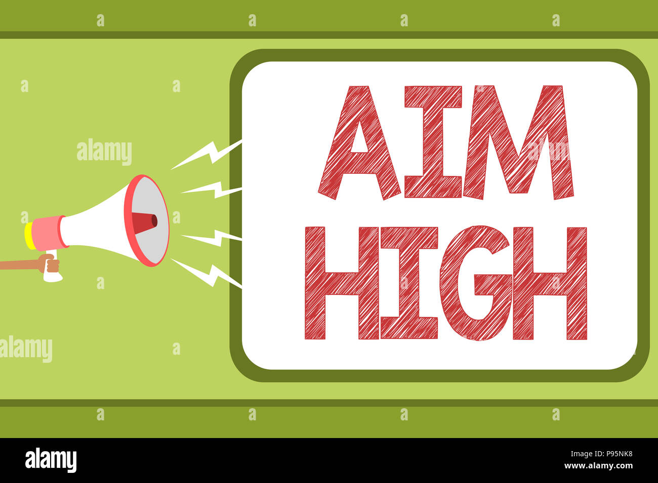 Handwriting text Aim High. Concept meaning go for best job school or ...