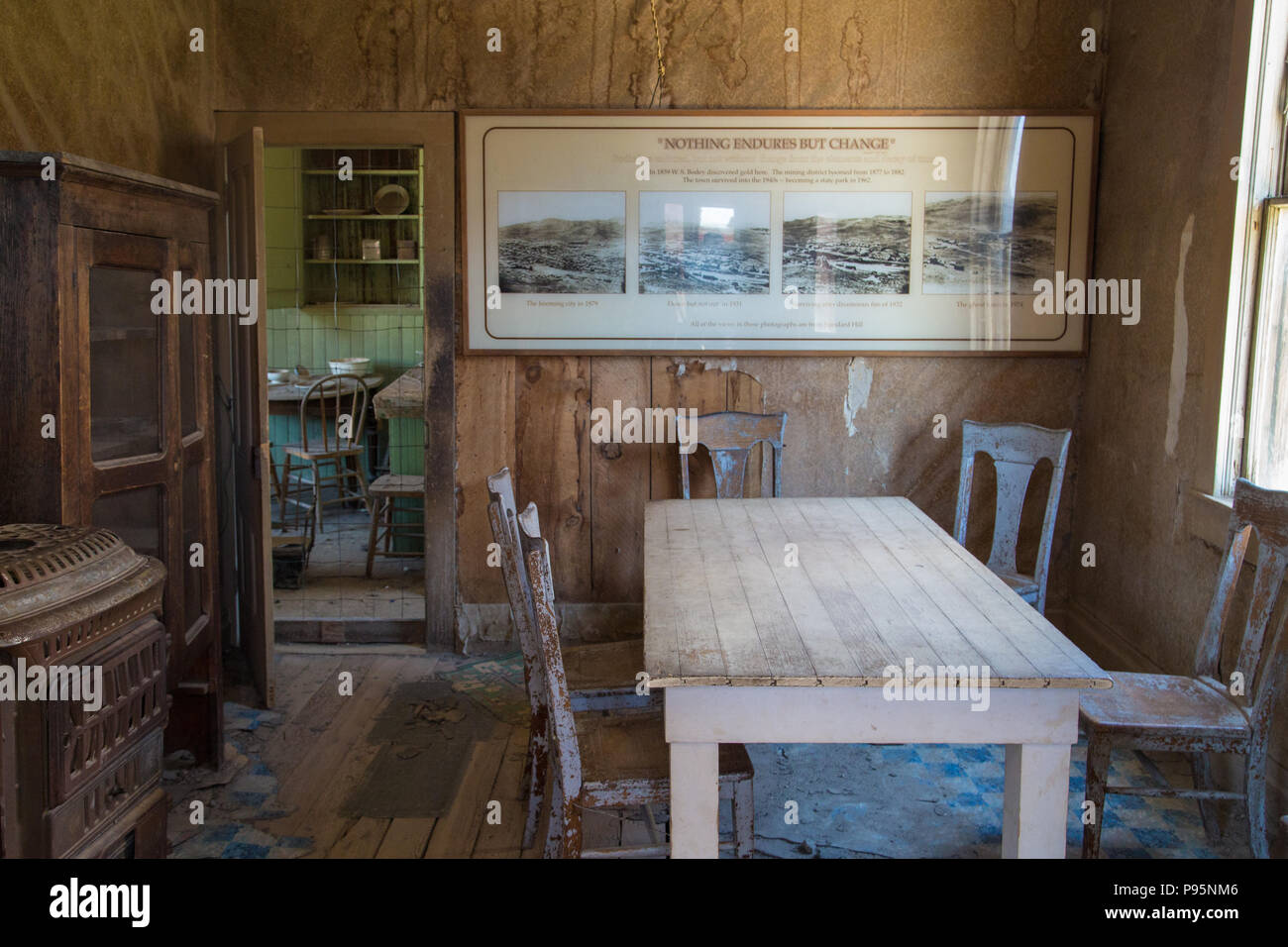 The interior of a living room in an abandoned home in Bodie, California ...
