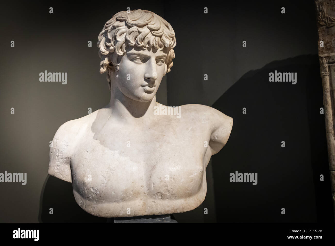 Portrait Antinoos of Bithynia, Thasian Marble, Found at Patras, Hadrian ...