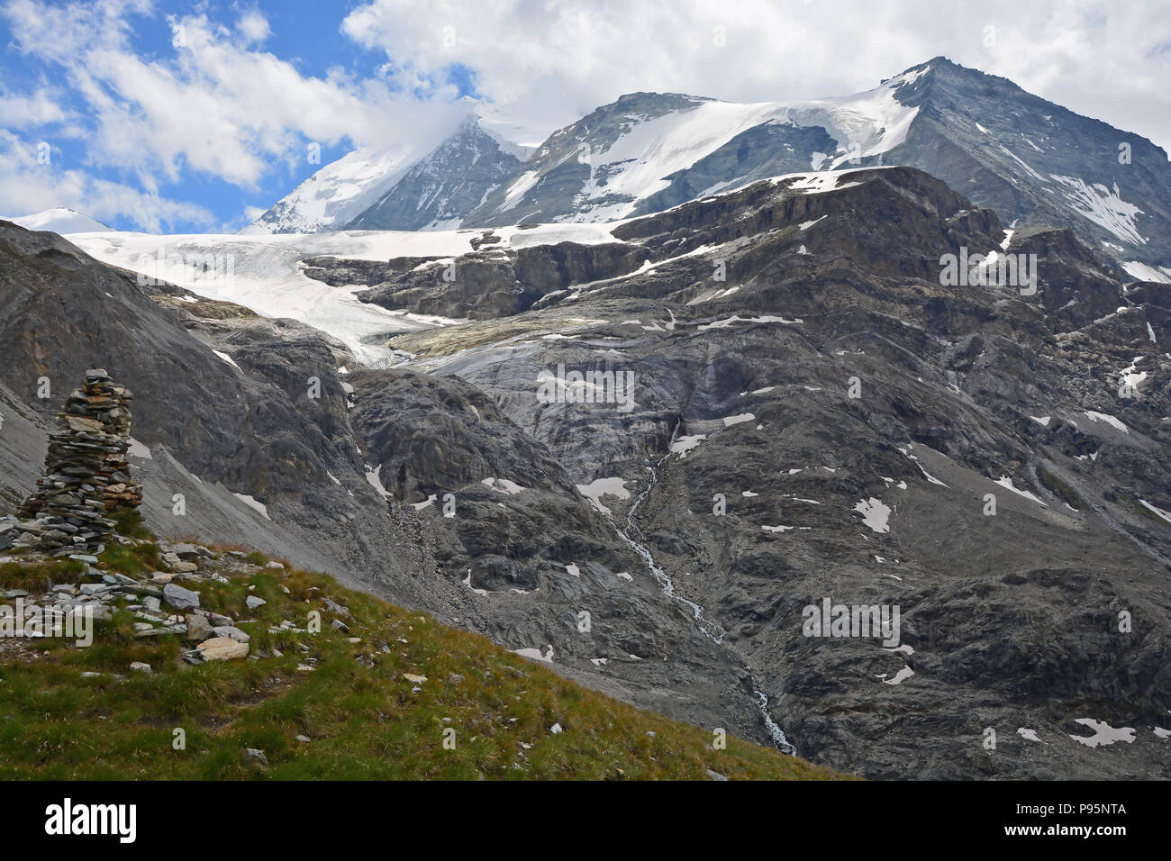 The Brunegg Glacier below the Weisshorn in the Southern Swiss Alps ...