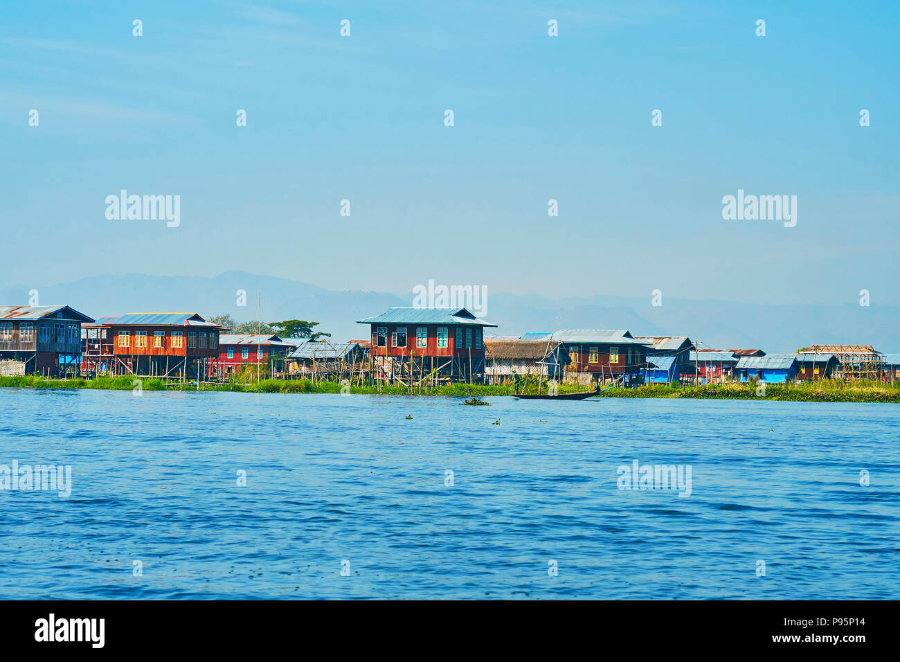 Southeast asia myanmar burma inlay lake houses hi-res stock photography ...