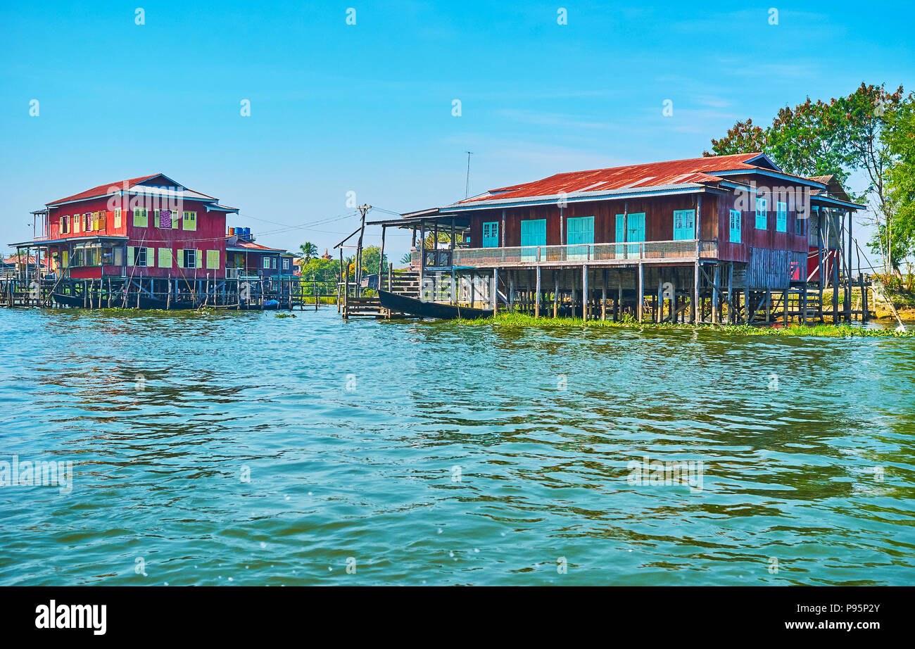 Southeast asia myanmar burma inlay lake houses hi-res stock photography ...
