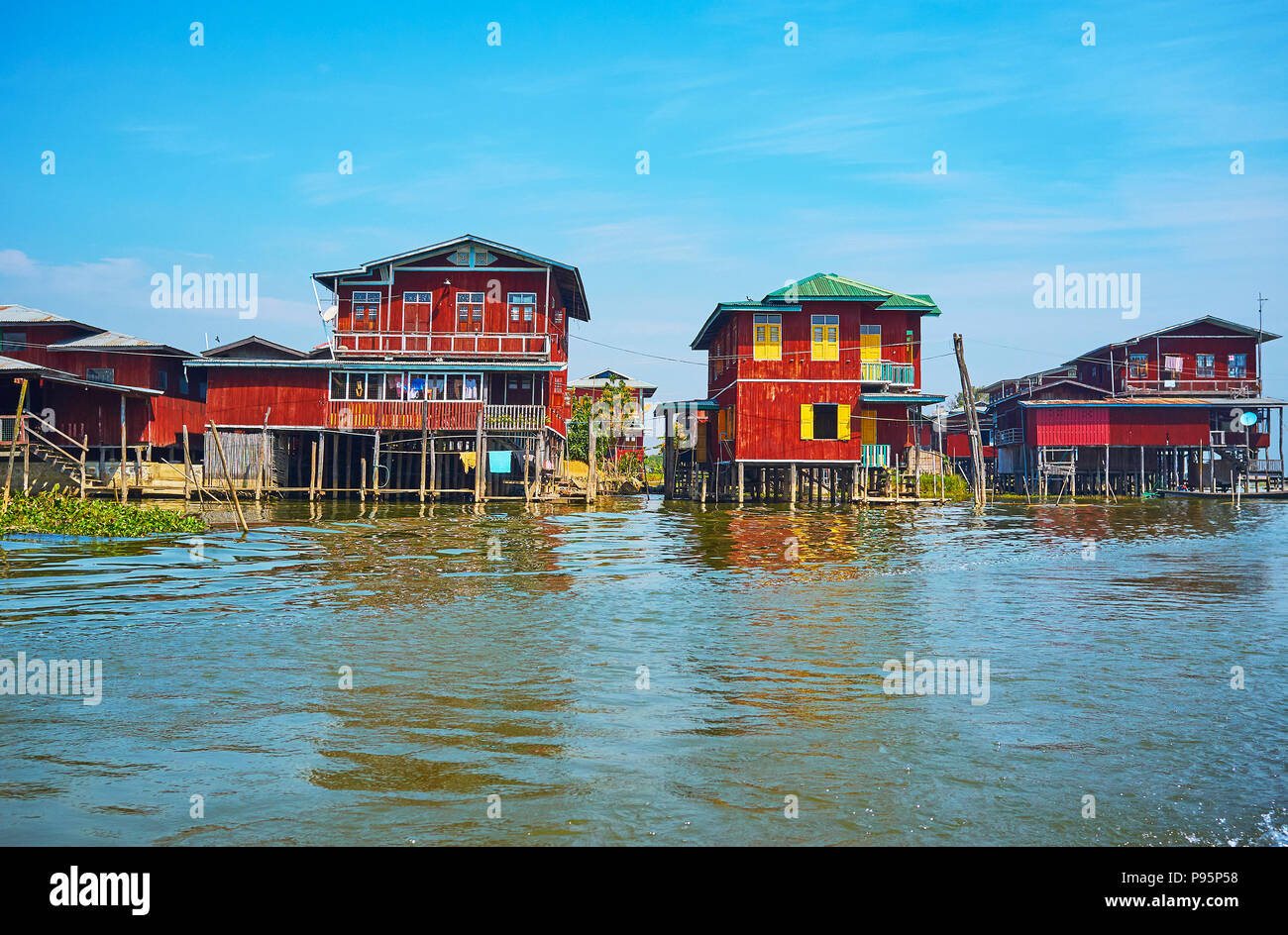 Southeast asia myanmar burma inlay lake houses hi-res stock photography ...