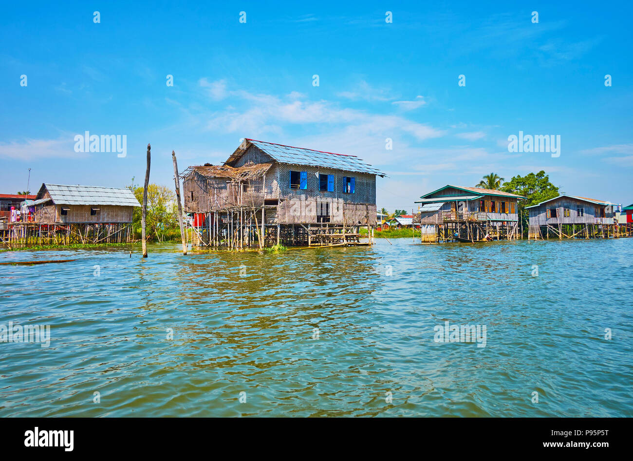 Southeast asia myanmar burma inlay lake houses hi-res stock photography ...