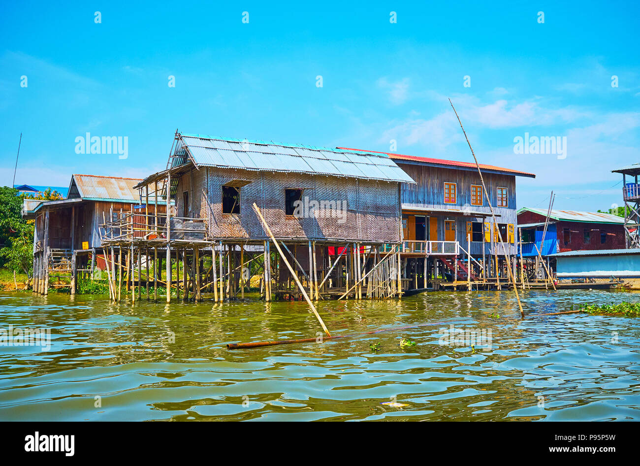 Southeast asia myanmar burma inlay lake houses hi-res stock photography ...
