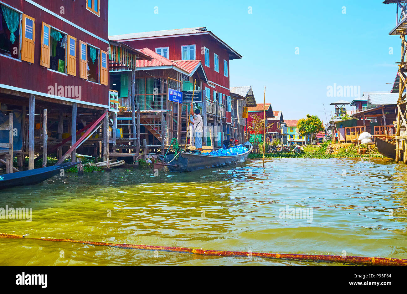 Southeast asia myanmar burma inlay lake houses hi-res stock photography ...