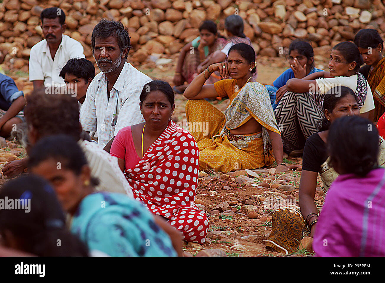 Indian farmer people sitting outside on paddy field, nature background ...