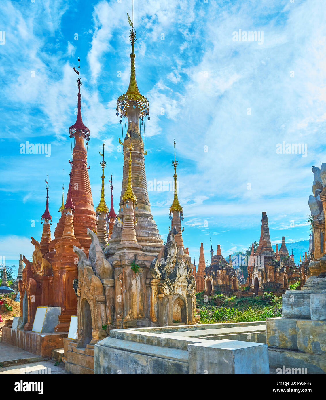 The medieval stupa of ancient Nyaung Ohak Buddhist complex, located in ...