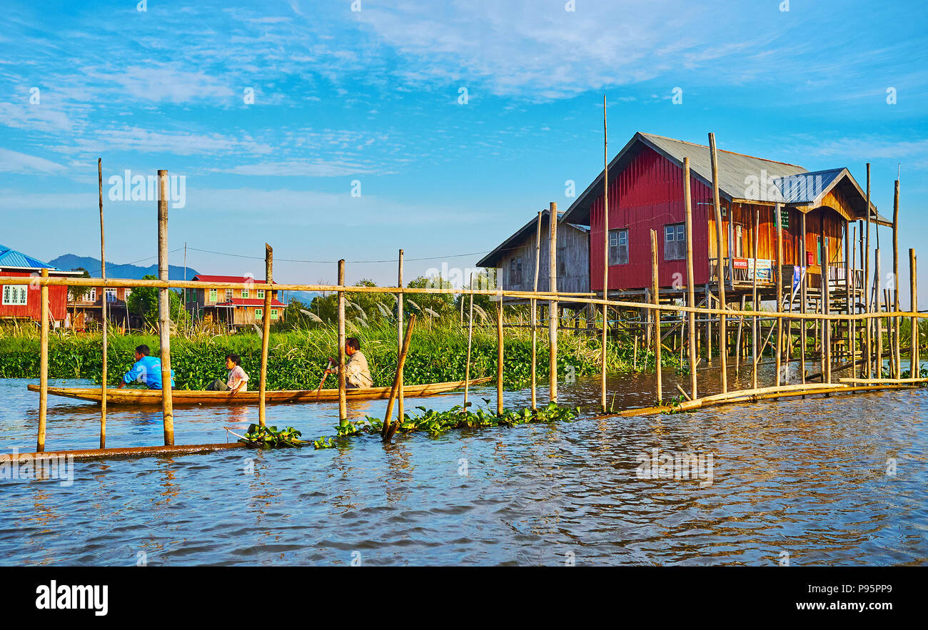 Southeast asia myanmar burma inlay lake houses hi-res stock photography ...