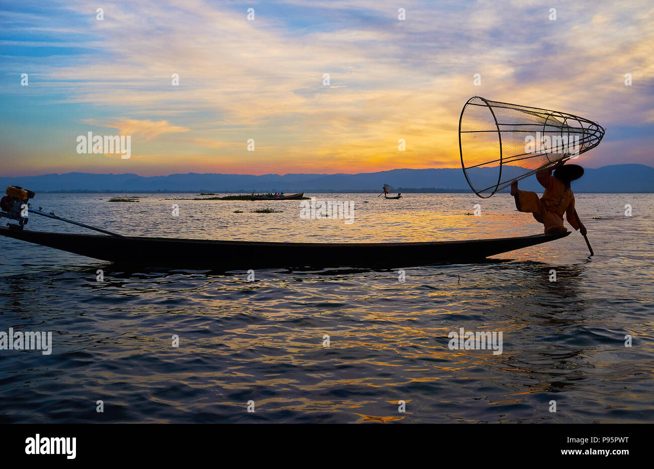 The sunset trip on Inle Lake is the best choice to enjoy the unique ...
