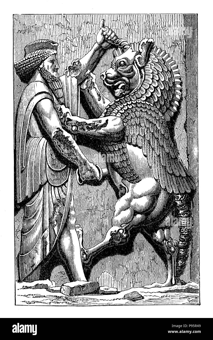 Ariman (the Ariman animal) killed by the king. From the great relief of ...