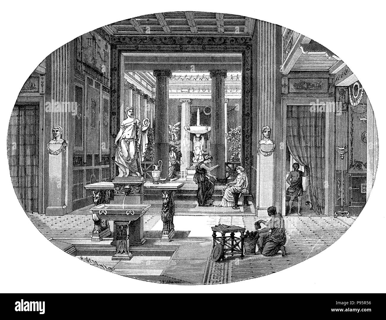 Atrium of a roman house Black and White Stock Photos & Images - Alamy