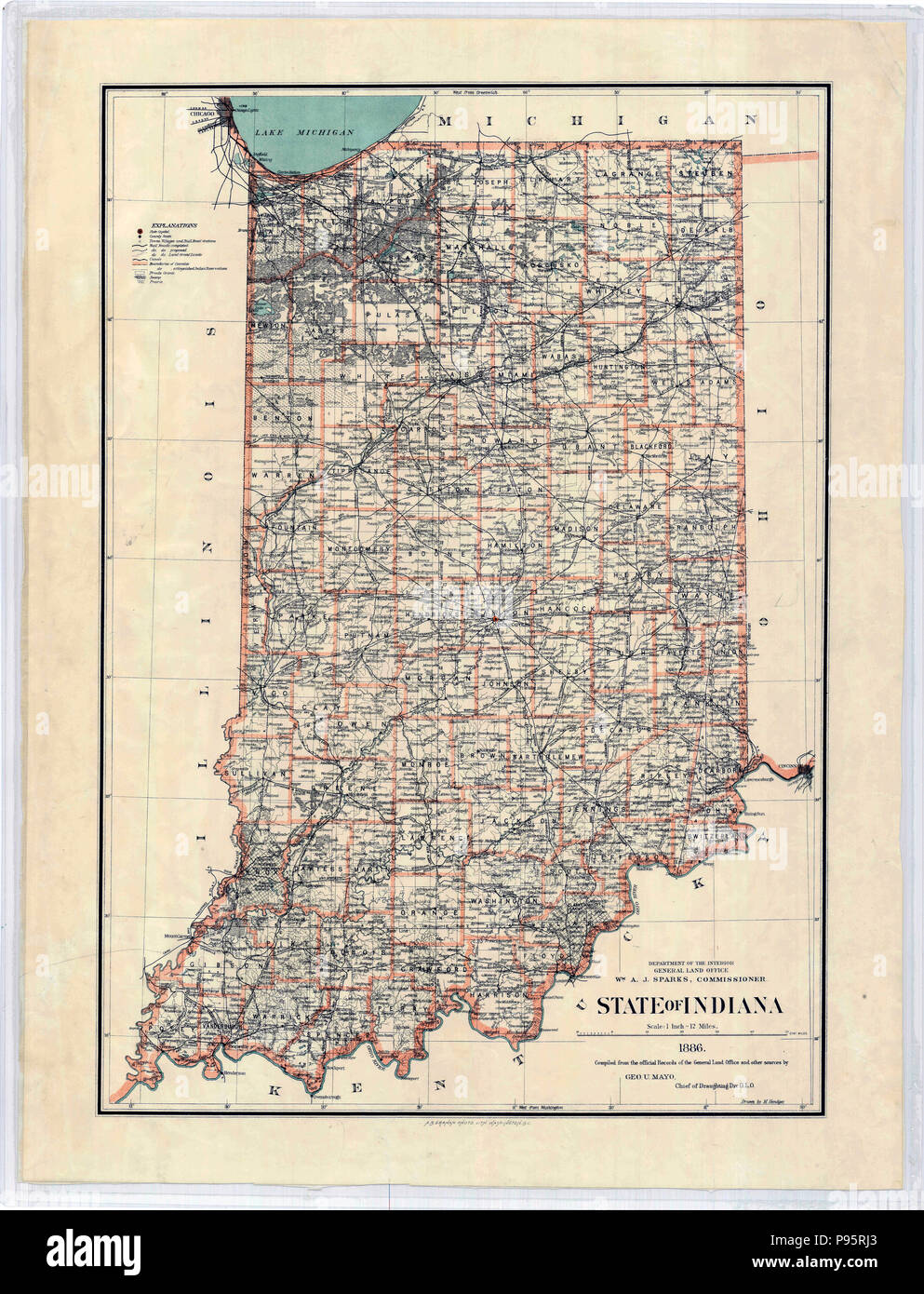 Old map indiana hi-res stock photography and images - Alamy