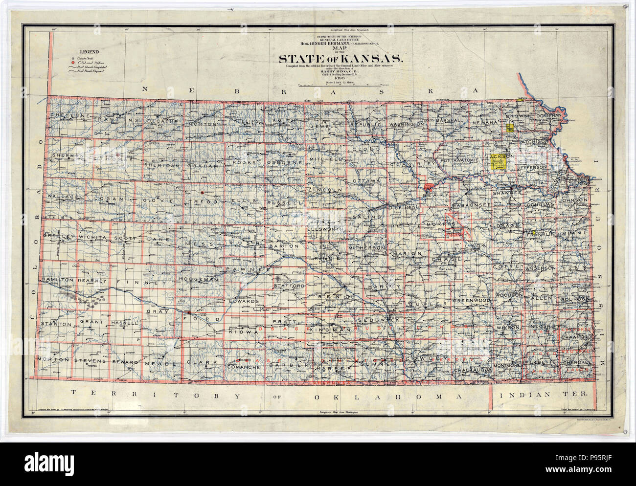 1898 kansas map hi-res stock photography and images - Alamy