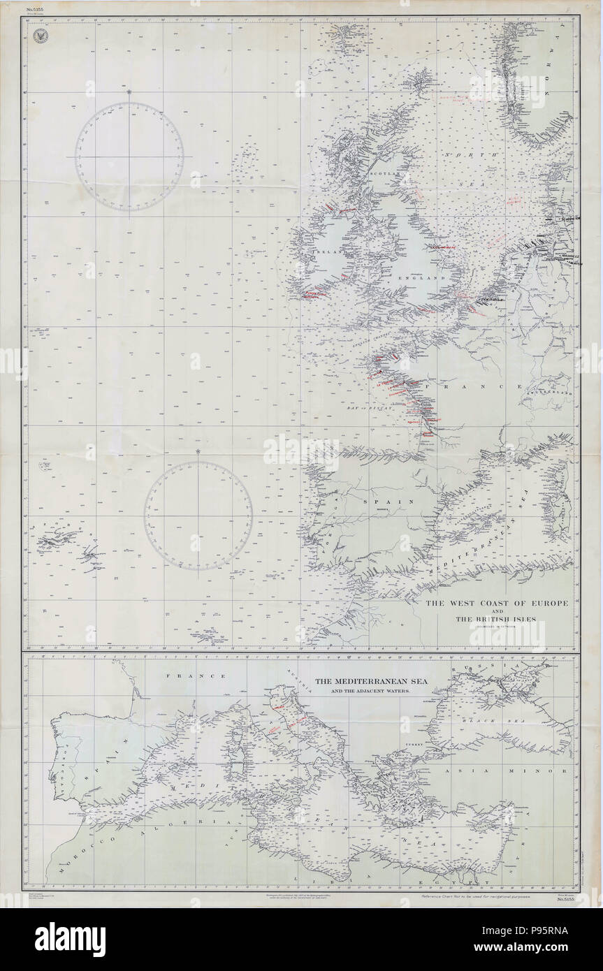 1917 western europe waters map hi-res stock photography and images - Alamy