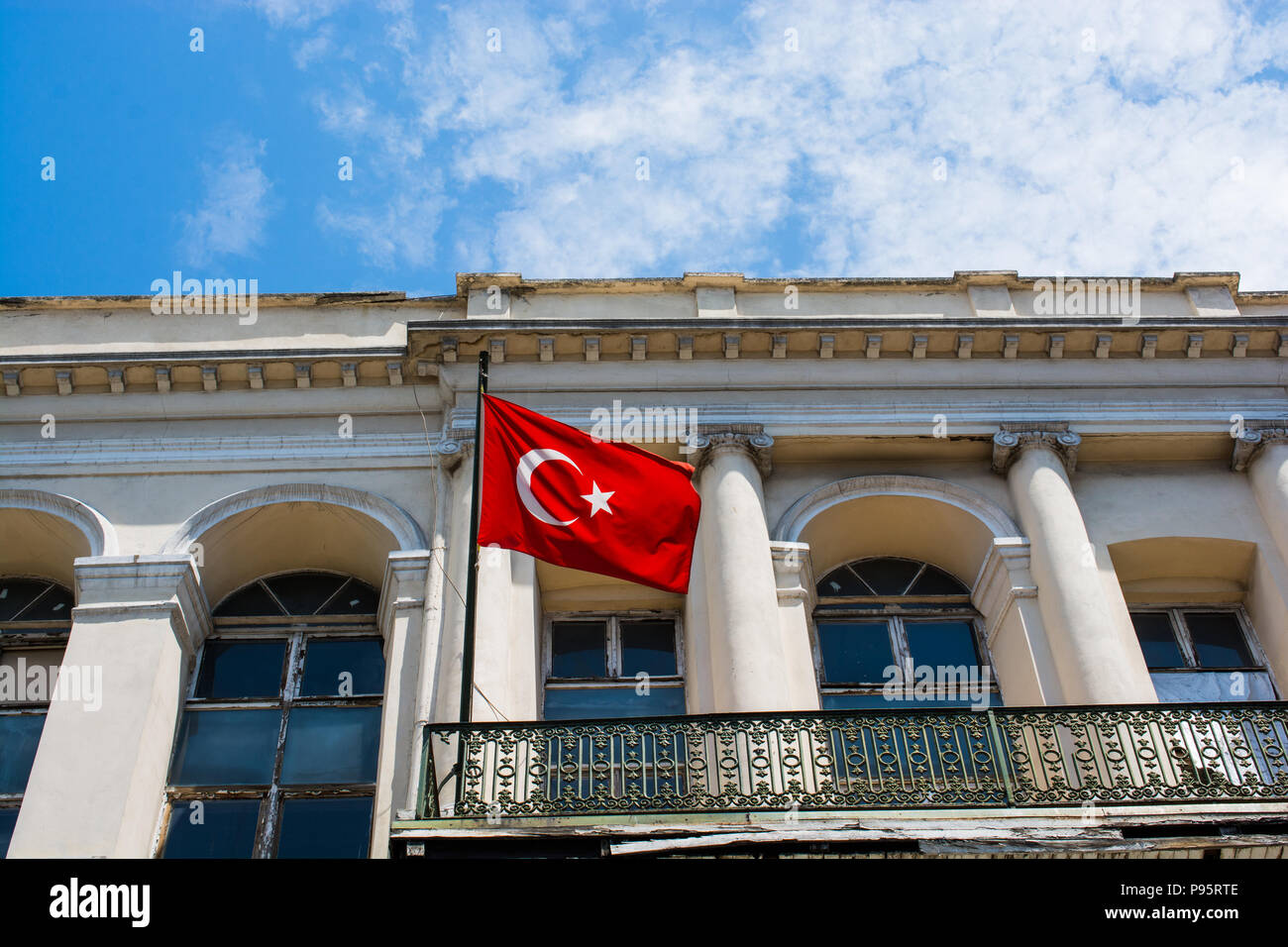 Turkish national flag hang in view in open air Stock Photo - Alamy