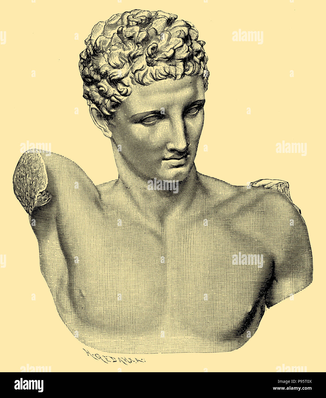 Picture of Hermes after Praxiteles. Marble statue from the German finds ...