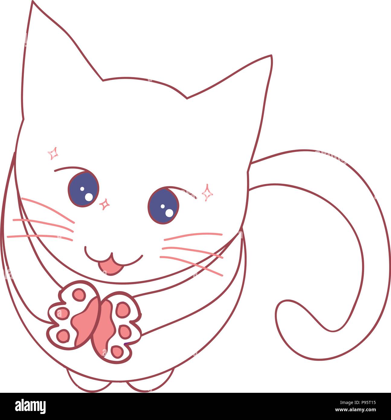 Cat Begging for Food. Vector Illustration. isolated on White Background ...
