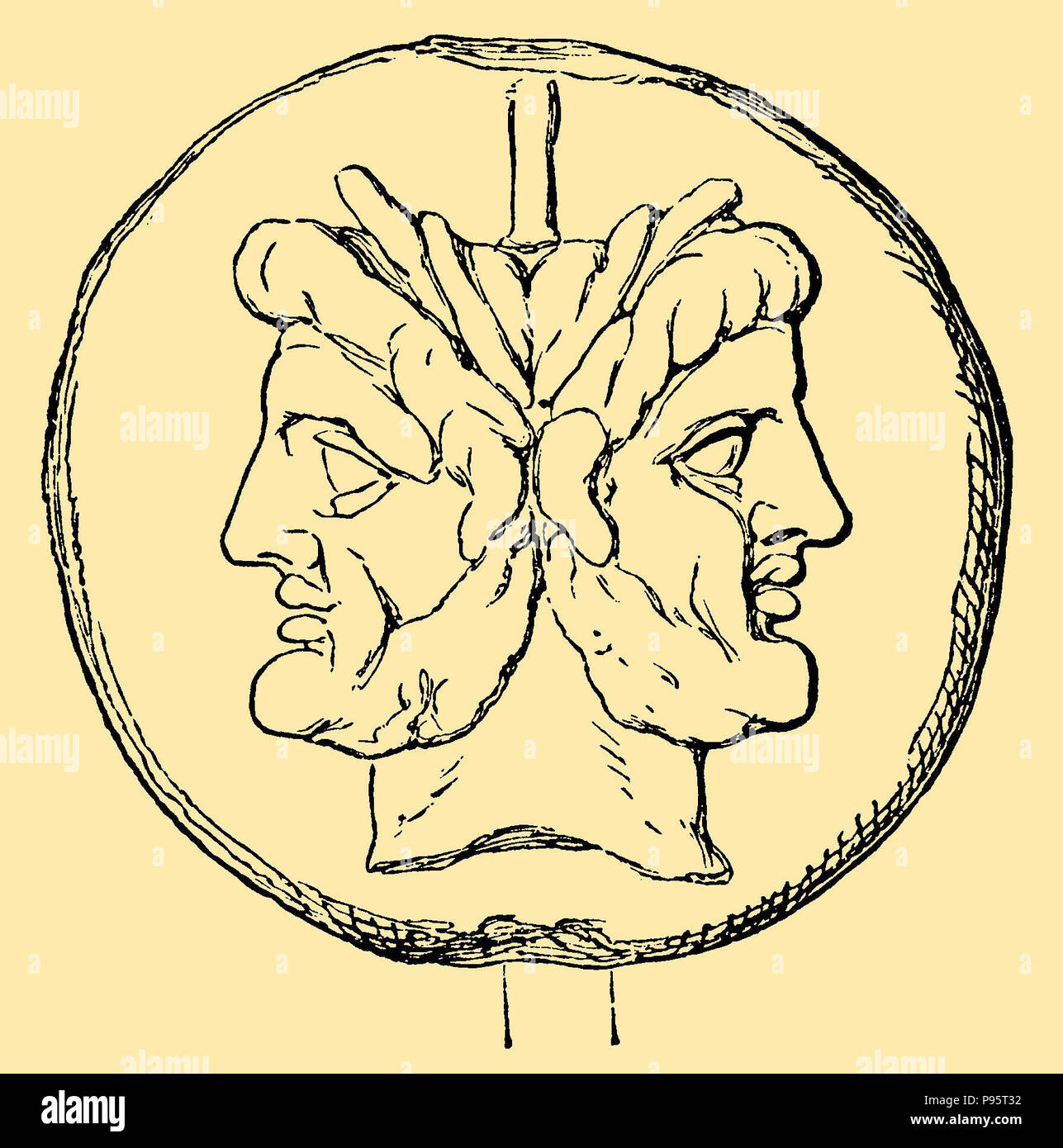 Roman copper coin with the head of Janus. Berlin Coin Cabinet, 1899 ...