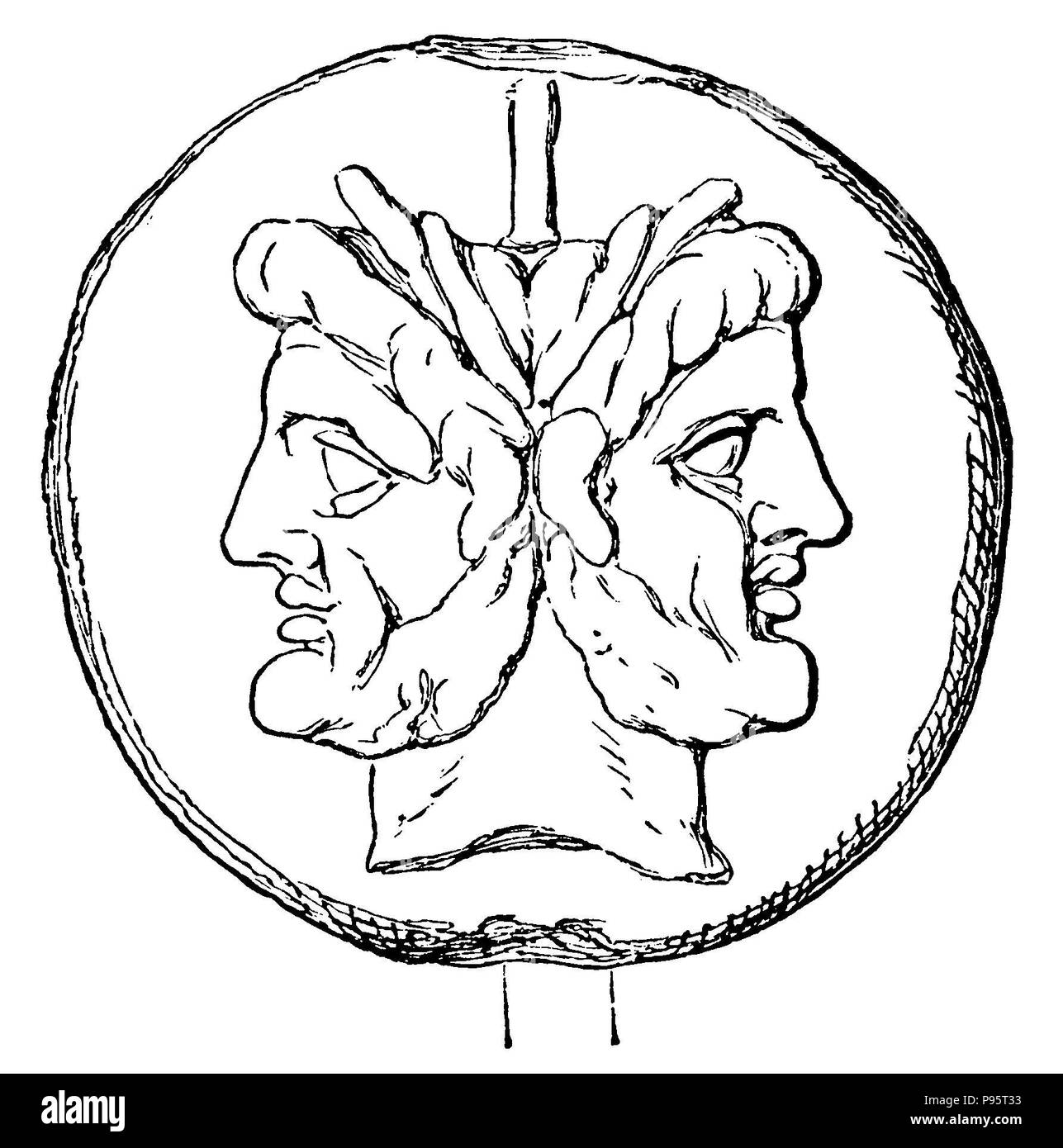 Roman copper coin with the head of Janus. Berlin Coin Cabinet, 1899 ...