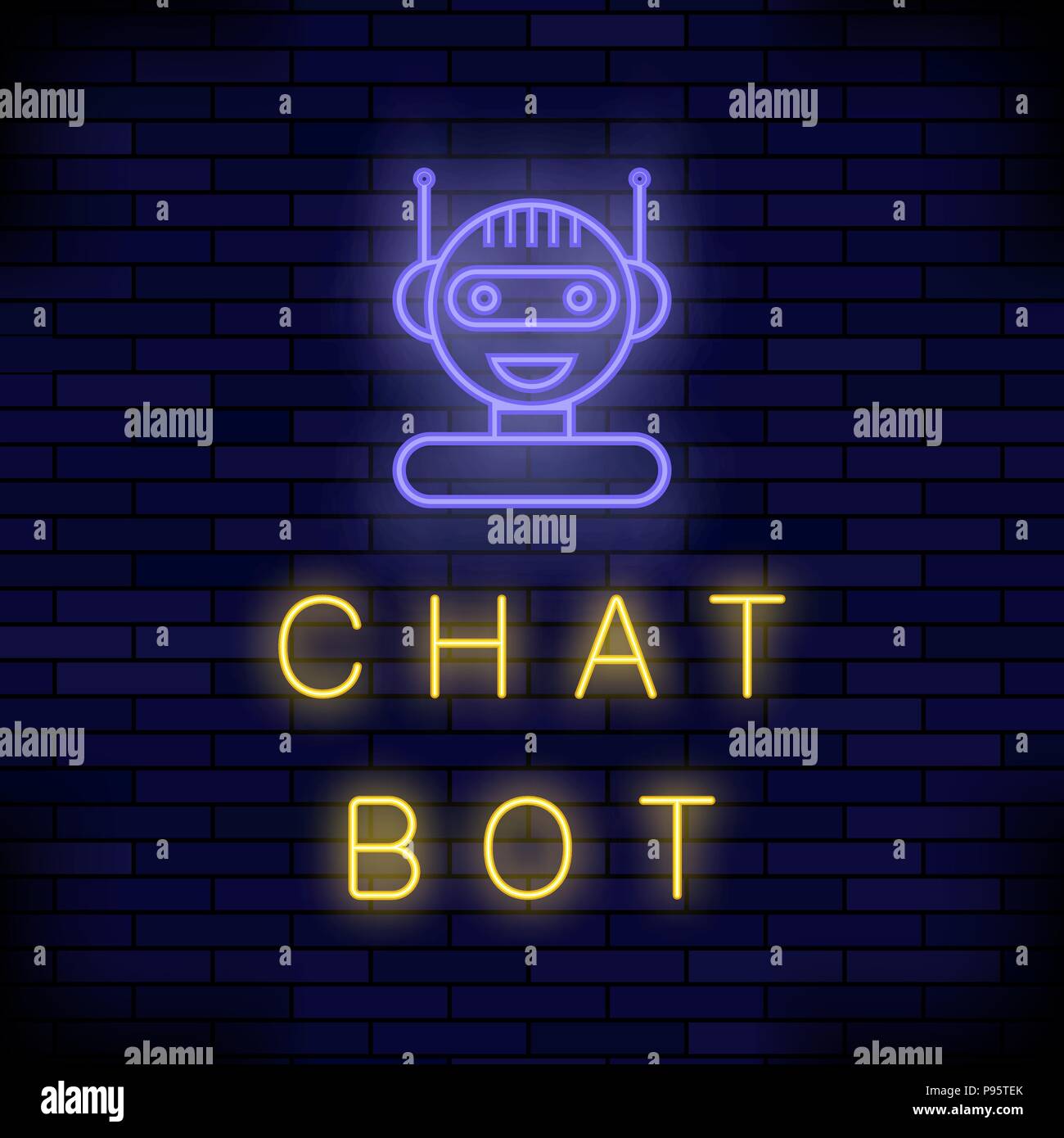 Neon Chat Bot. Artificial Intelligence Concept. Cute Smiling Chatbot ...