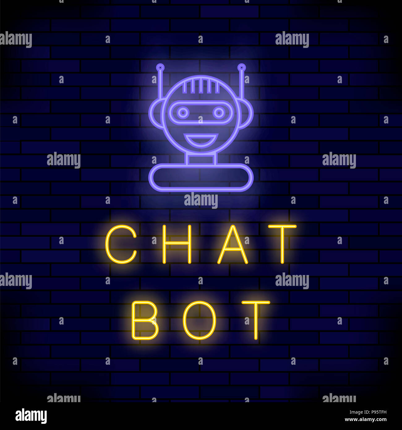 Neon Chat Bot. Artificial Intelligence Concept. Cute Smiling Chatbot ...