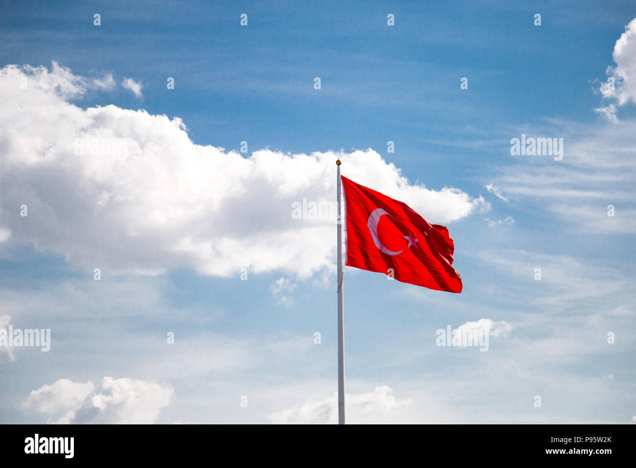 Turkish national flag hang in view in open air Stock Photo - Alamy