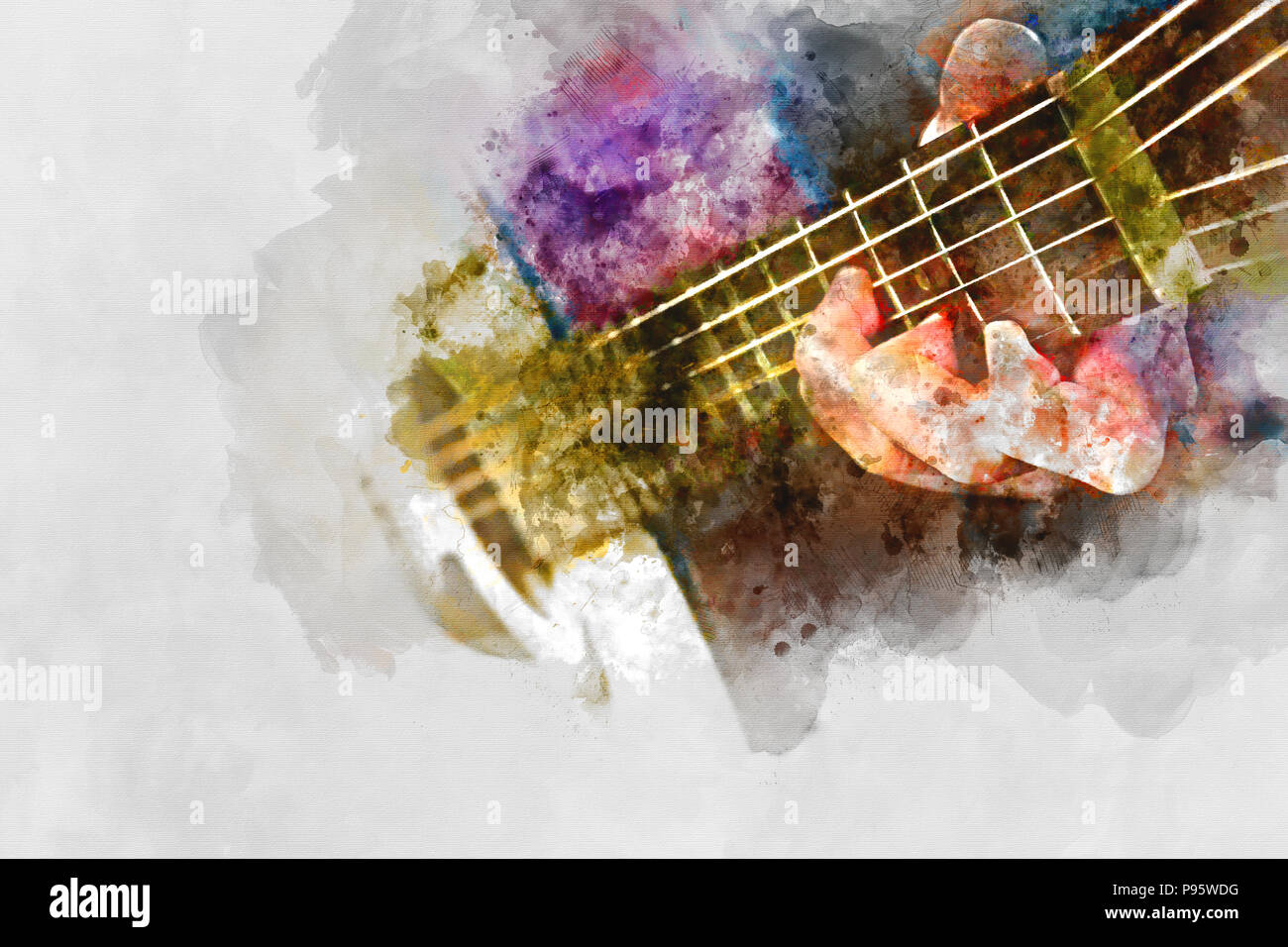Abstract beautiful playing acoustic Guitar in the foreground on ...