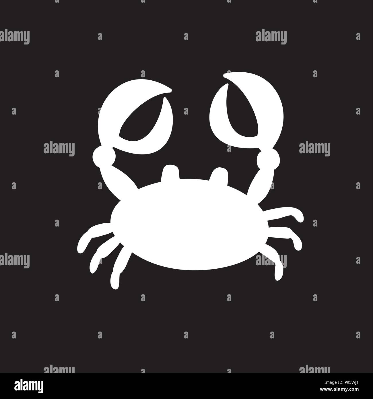 Vector White Silhouette Illustration Of Crab Or Cancer Icon Isolated On