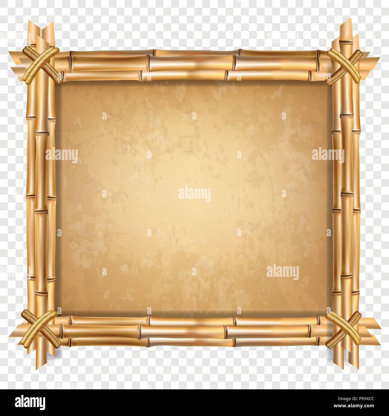 Vector illustration of brown bamboo stick border isolated on ...