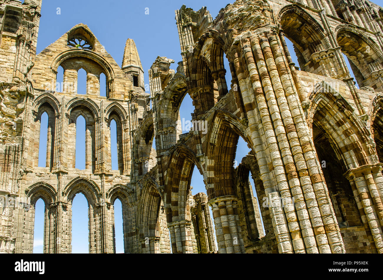 Whitby abbey view showing ruins Stock Photo - Alamy