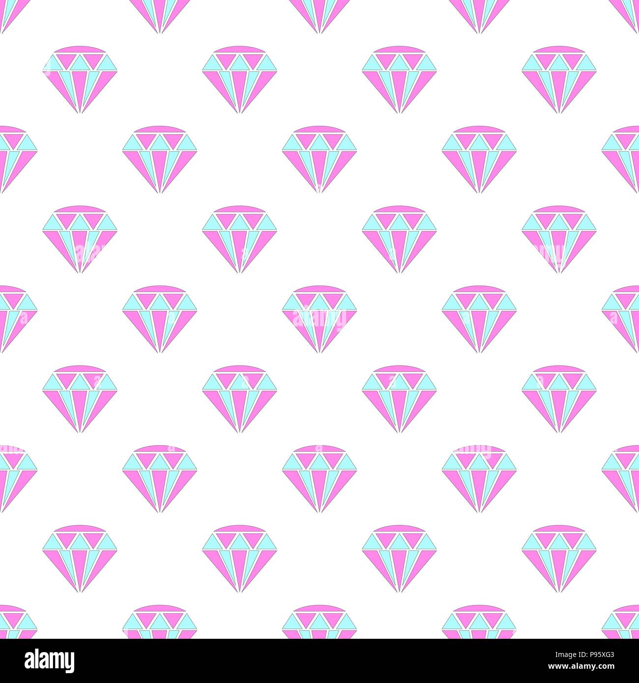 Simple pastel colored diamond crystals on white seamless pattern ...